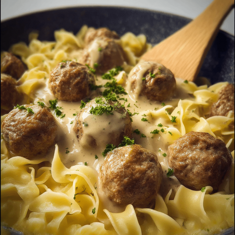 Creamy Swedish Meatballs with Buttered Noodles