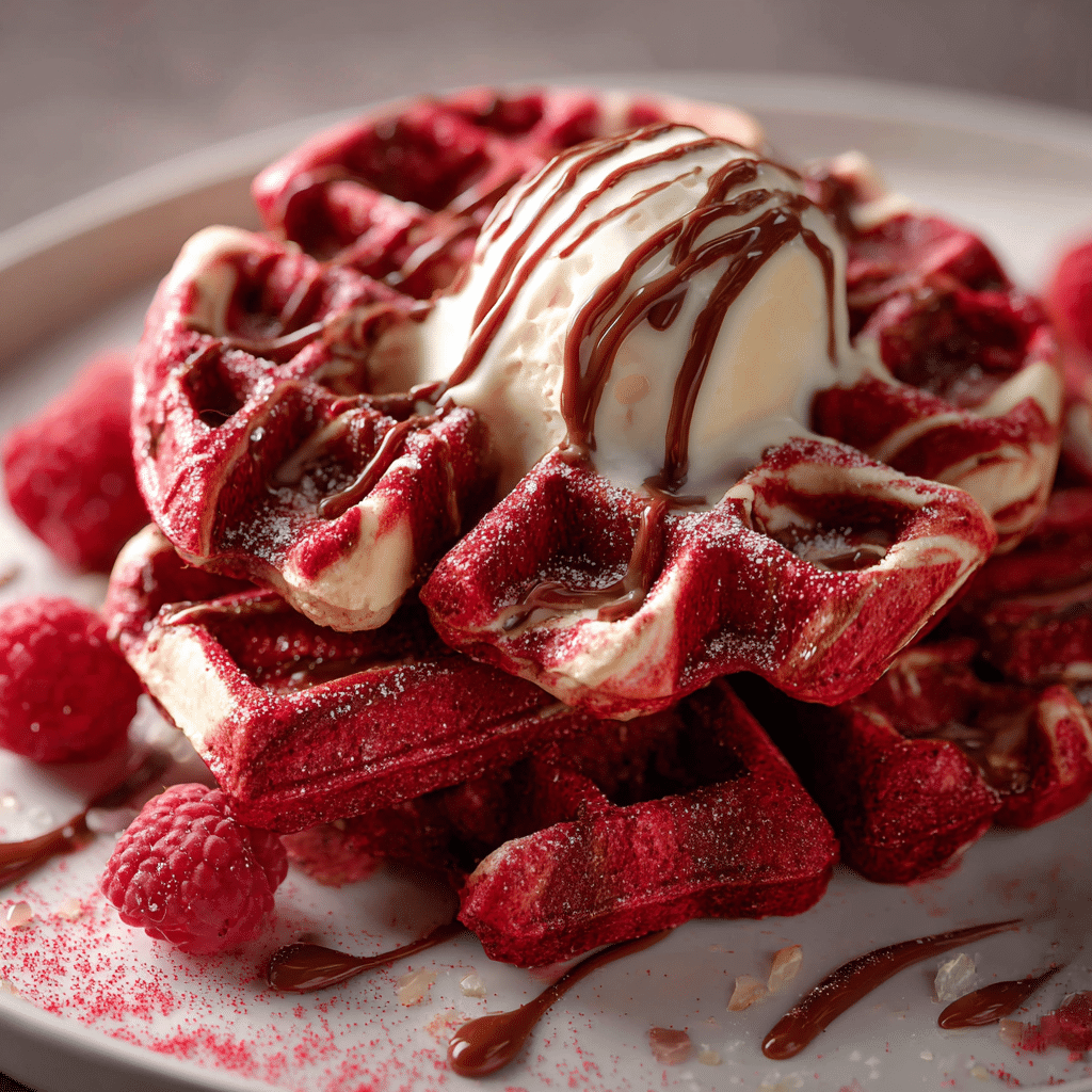 Red Velvet Marbled Waffles